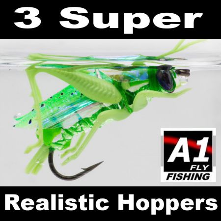 Flies TROUT - TERRESTRIAL Hoppers - 3 Super Realistic Hoppers